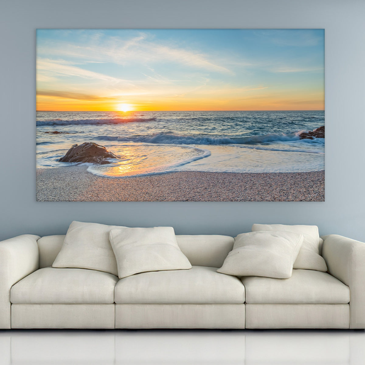 Seascape Sunset Canvas Installation in Langebaan – Ryno Botha Photography